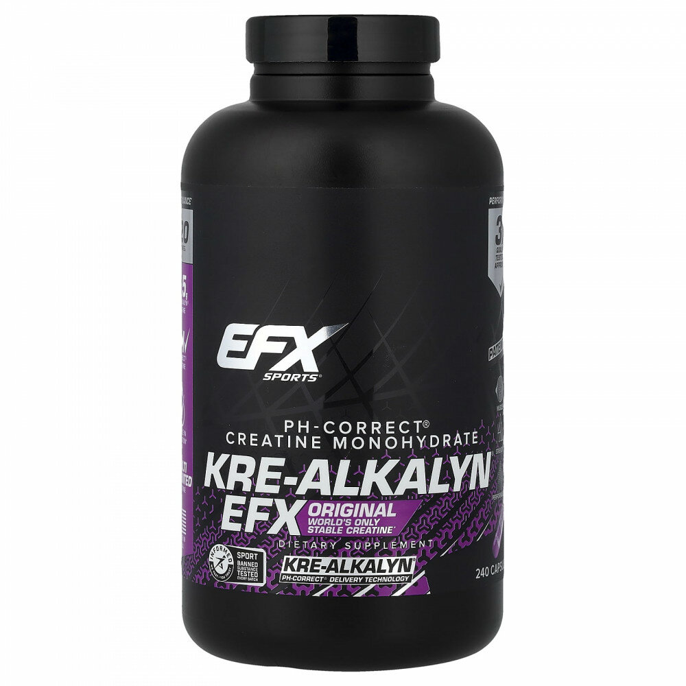 EFX Sports, Kre-Alkalyn® EFX, 240 капсул (750 мг в 1 капсуле)