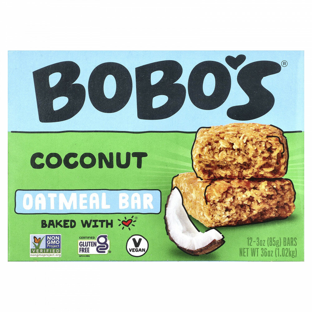 Bobo's Oat Bars, Кокосовые и овсяные батончики, 12 батончиков, 85 г (3 унции)