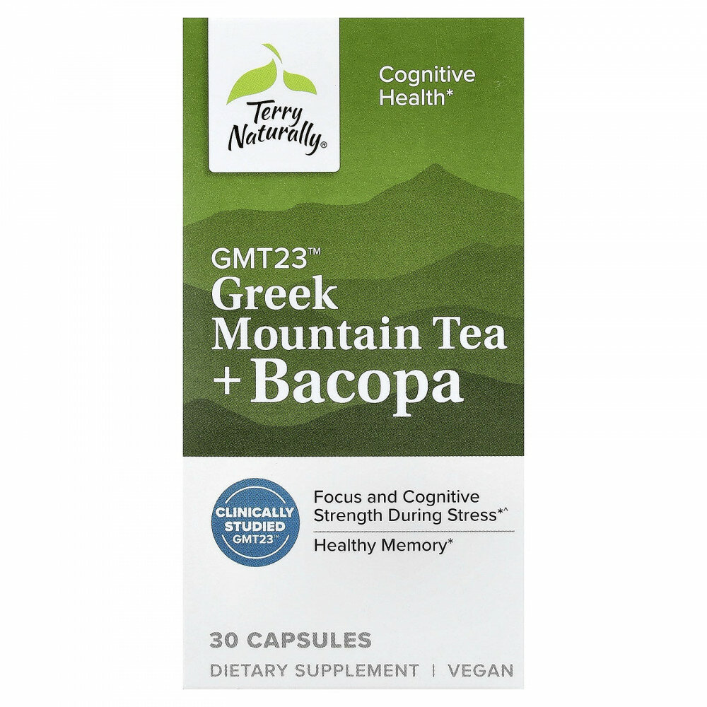 Terry Naturally, Греческий горный чай + бакопа, 30 капсул