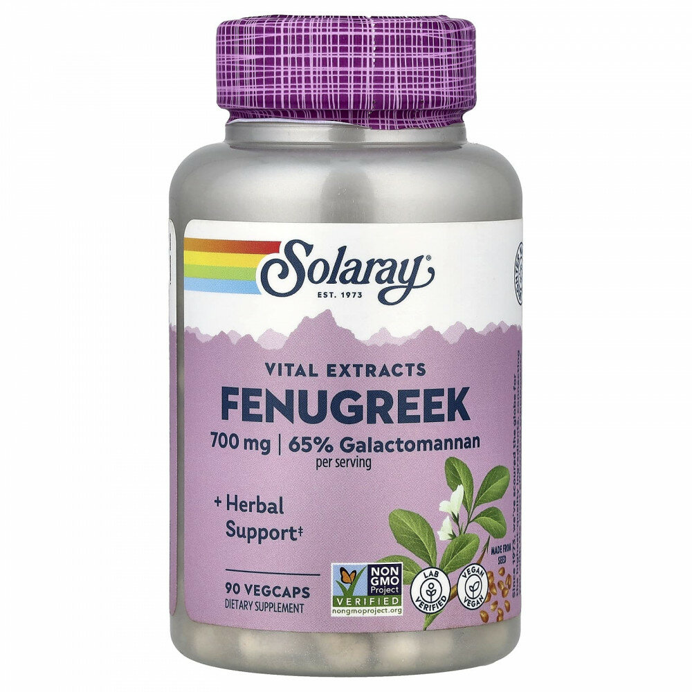 Solaray, Vital Extracts, пажитник, 90 капсул в растительной оболочке