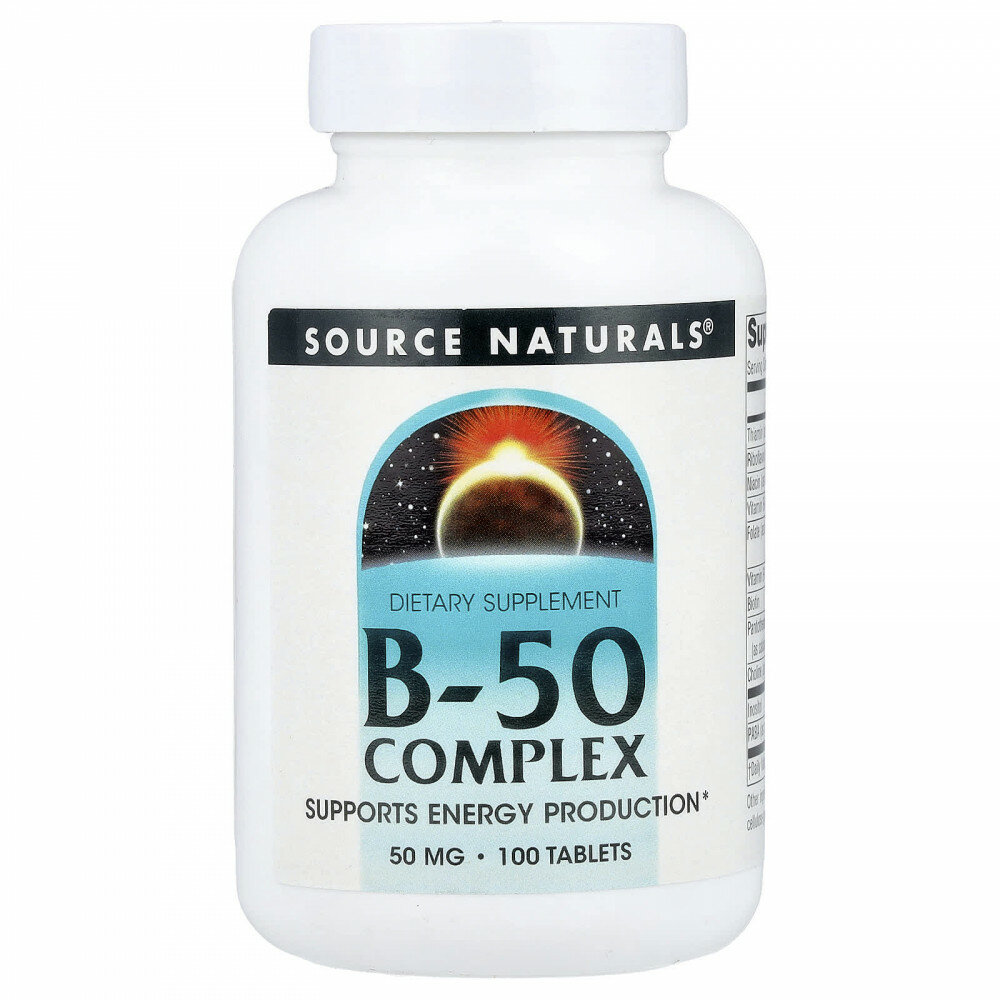 Source Naturals, комплекс B-50, 100 таблеток