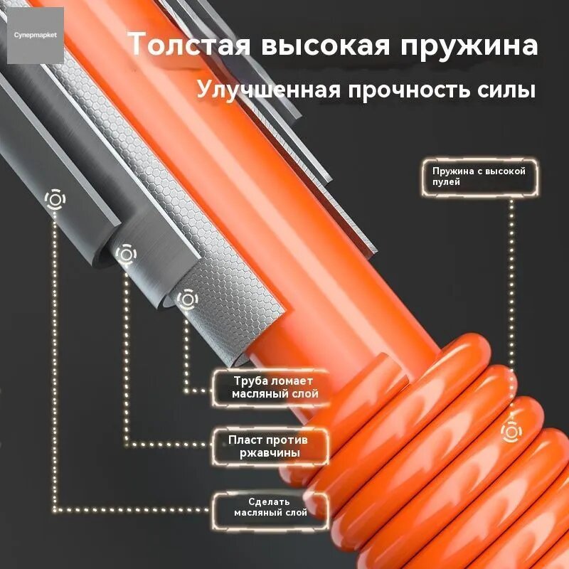 Эспандер Haoing многофункциональный 80 кг, оранжевый, с чехлом, для груди, рук, шеи, ног, 37.5 см