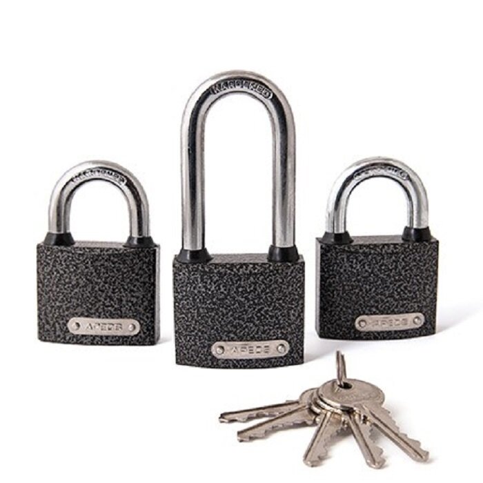Замок навесной Apecs PD-01-50-Blister (2+1-L) Набор замков под 1 мастер ключ (3 замка и 5 ключей)