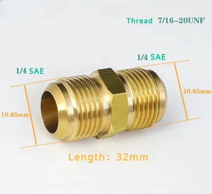 Латунный фитинг 1/4 SAE - 1/4 SAE, 7/16-20UNF