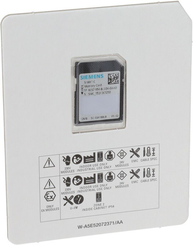 SIMATIC S7, memory cards for S7-1x00 CPU/SINAMICS, 3, 3V Flash, 12 MB, SIEMENS, 6ES79548LE040AA0, 6ES7954-8LE04-0AA0