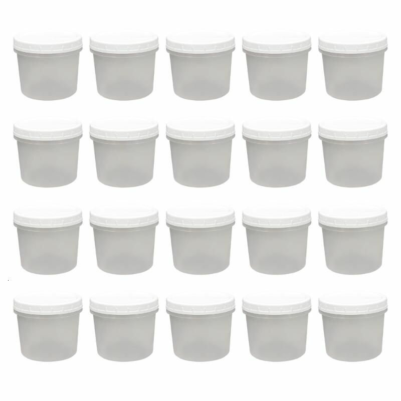 Прозрачные контейнеры для закусок из полипропилена с герметичными крышками, Белая обложка - 600ml