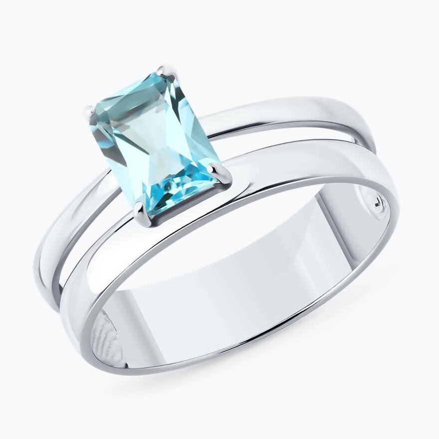 Кольцо, серебро, 925 проба, топаз