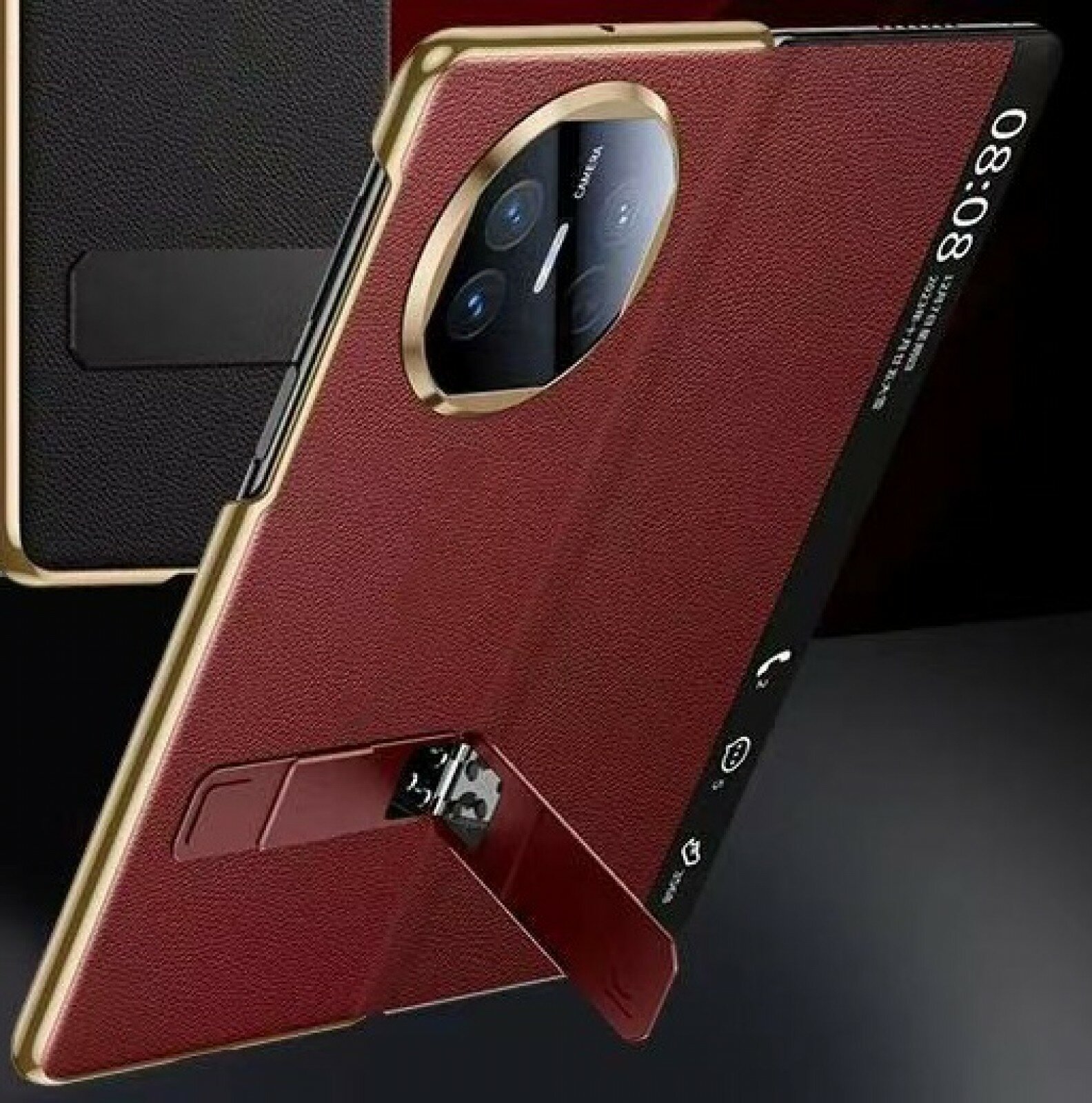 Чехол-кейс MyPads Finestra del caso из кожи для Huawei Mate X6 с боковым окном и подставкой, красный