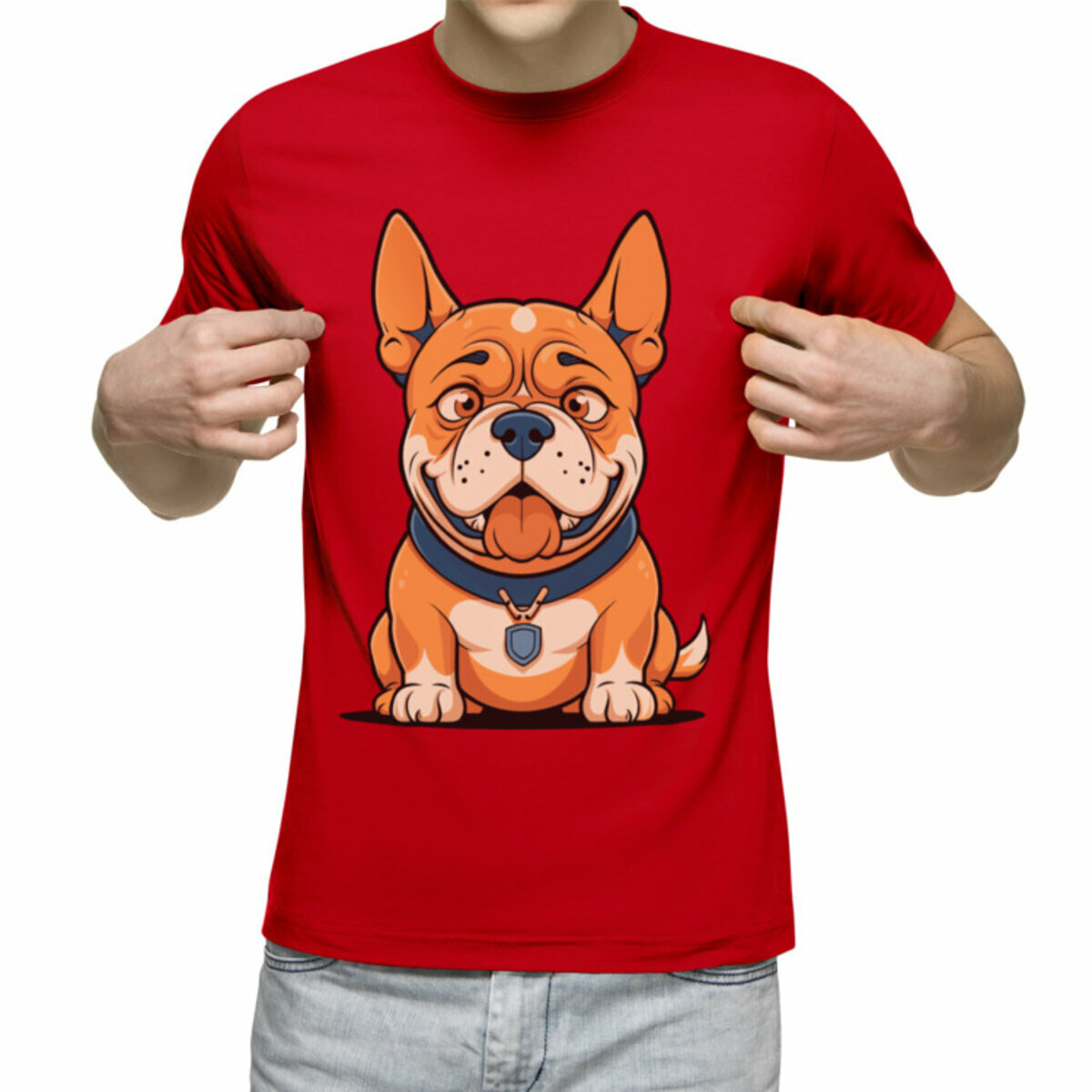 Мужская футболка «Собака» (красный, 2XL)