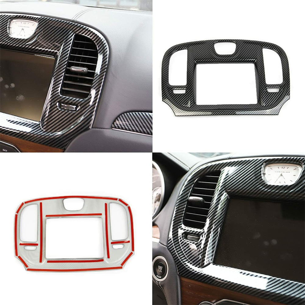 Carbon Fiber Look Central Control Navigation Screen Trim for 2015-2023 Chrysler 300