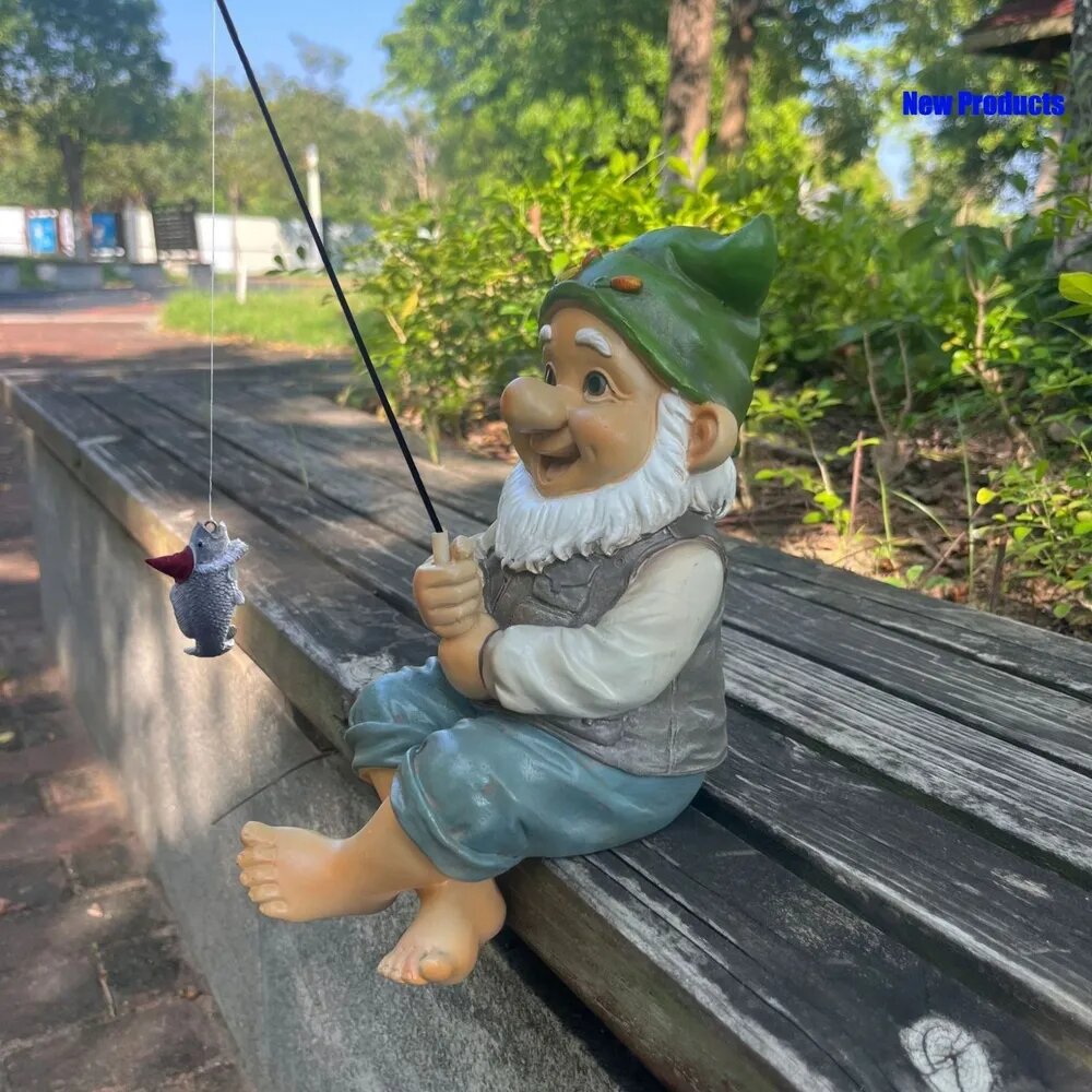 Садовая фигурка гном рыбак для дачи и сада, декор для дома, садовые фигуры