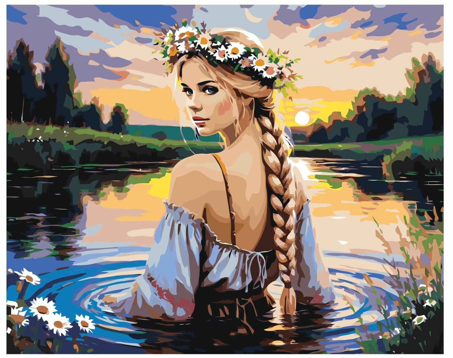 Картина по номерам, 40 x 50, ELLU-0032, русская красавица