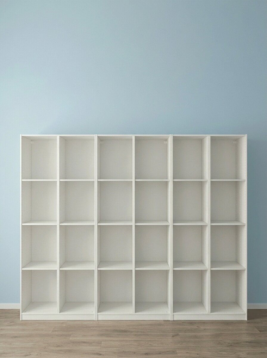 Стеллаж икеа "KLEPPSTAD", 240 см x 176 см x 55 см, белый цвет, 18 полок