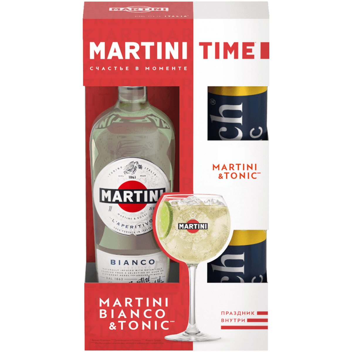 Набор Вермут Martini Bianco 1 л + 2 банки Тоник Rich 0,33 л