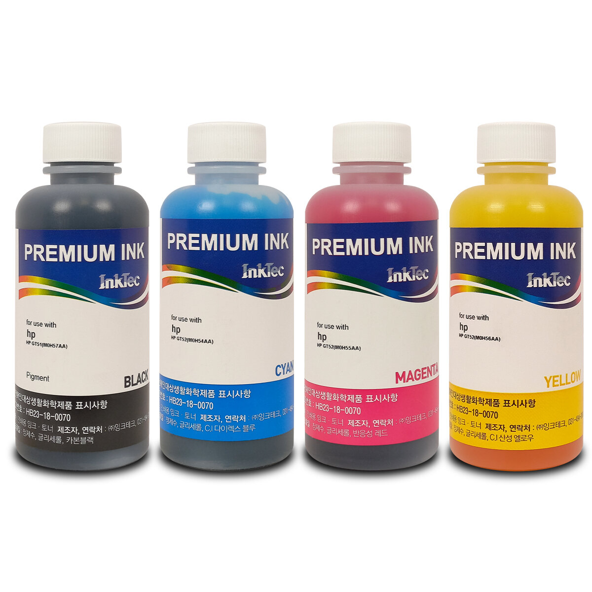 Чернила InkTec (H5851/H5852) для HP (GT51/GT52) 4 цв. по 100 мл (pgBk, C, M, Y)