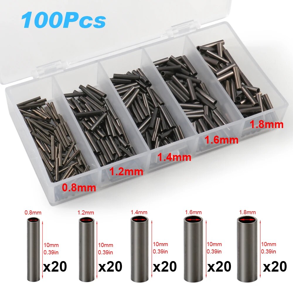 Медные обжимные гильзы GOBAIT для рыбалки 0.8 1.8mm 100Pcs