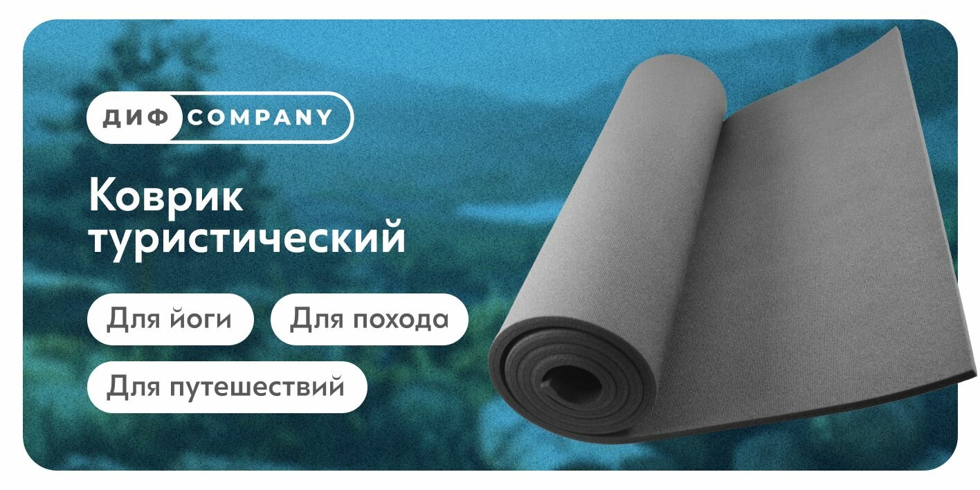 Коврик/каремат туристический нескользящий, серый. Товар для походов, рыбалки и охоты. Пенка в палатке. Сложная подстилка йоги гимнастики, 180 х 60 1,2 см