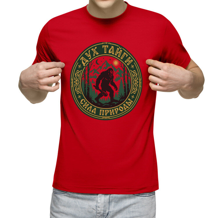 Мужская футболка «дух тайги» (красный, L)