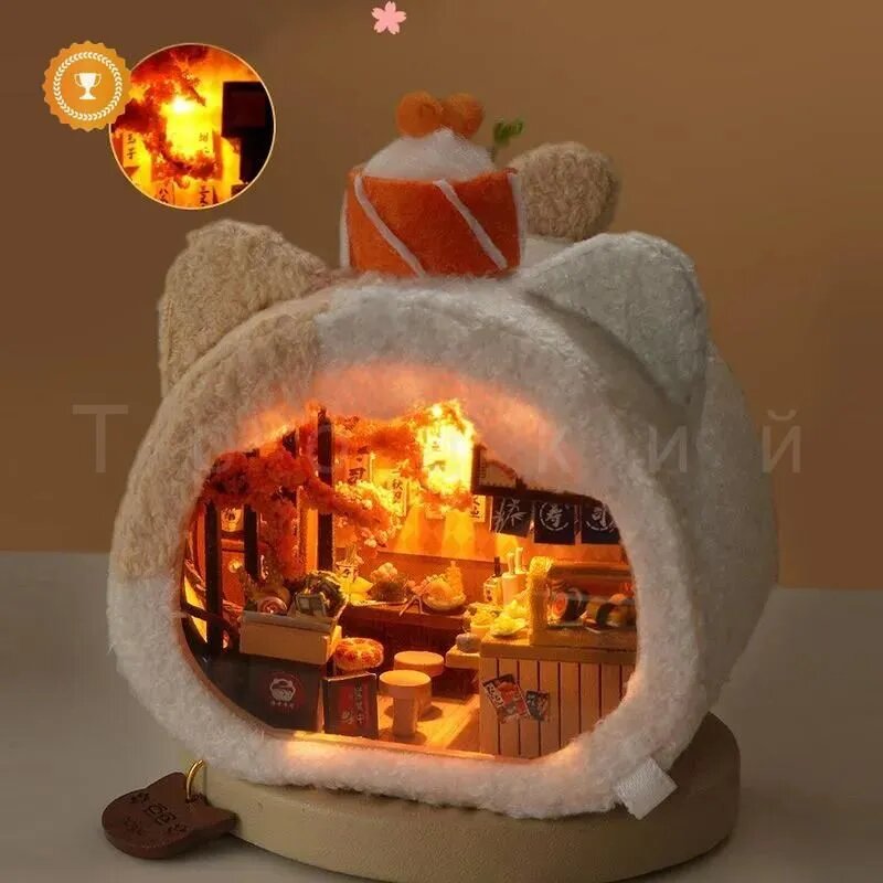 GM Интерьерный конструктор (Румбокс) "Китти Суши Ресторан" миниатюра DIY House