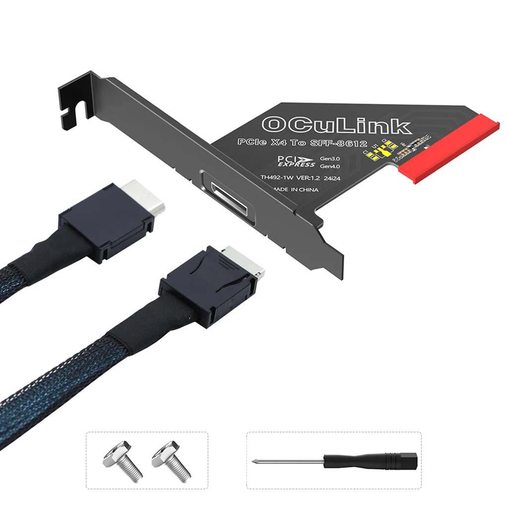 Oculink SFF-8611/8612 адаптер PCI-E 1X/4X, кабель 100см