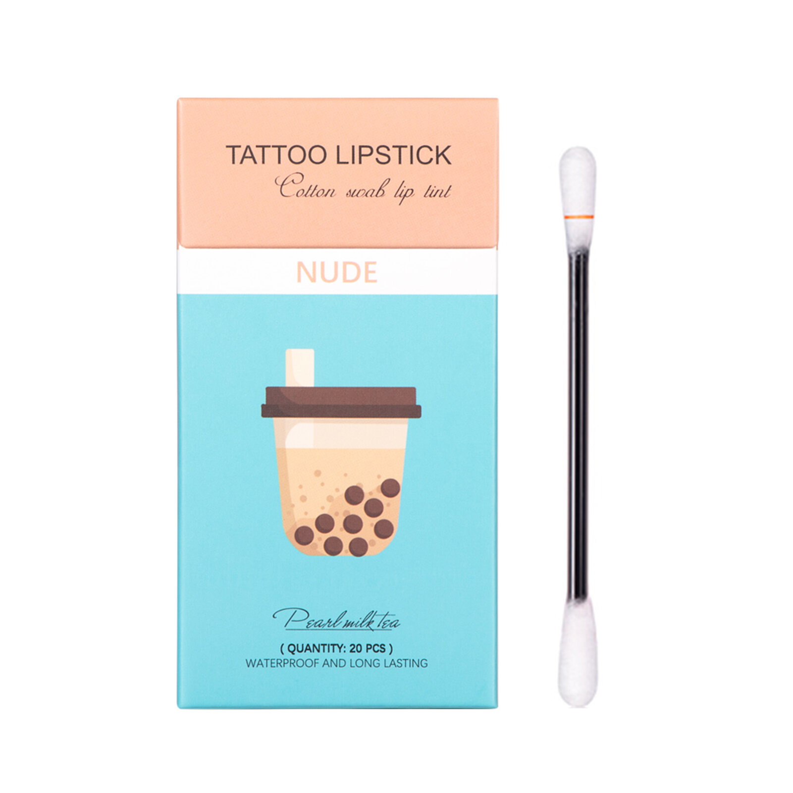 20шт/коробка Cotton Swab Lipstick Tattoo Lipstick Liquid Long-Lasting Waterproof Non-Stick Cup для девушек и женщин Косметика, Цвет: Красный/Нюд/Розовый красный/Розовый/Многоцветный (по выбору), Размер упаковки: 11.1 * 5.8 * 2.4см/4.4 * 2.3 * 0.9дюйма,