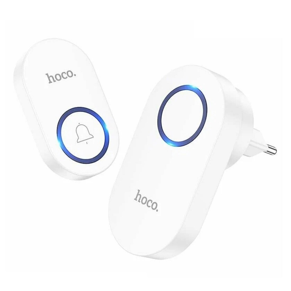 Дверной звонок беспроводной Hoco HI25, 60 мелодий, подсветка, белый