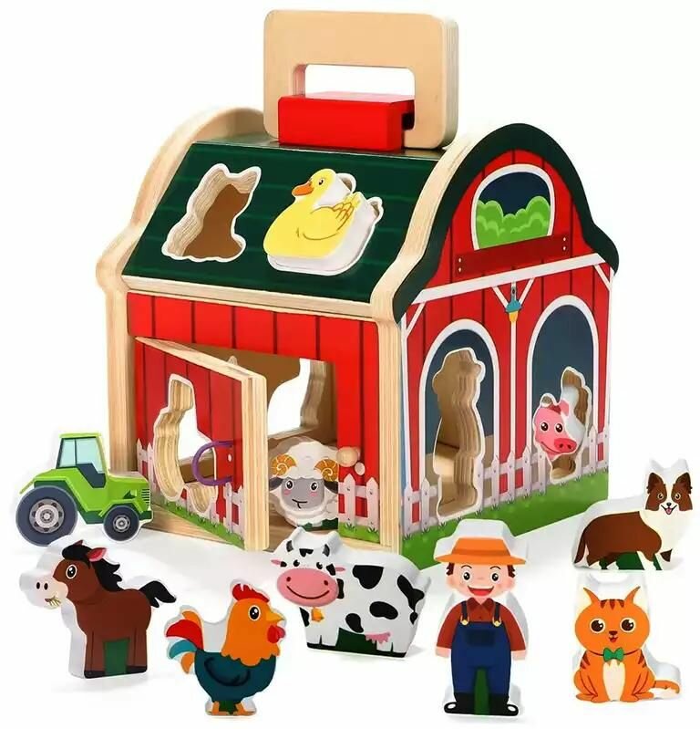 Дом-сортер eduTree Ферма, деревянный, развивающий