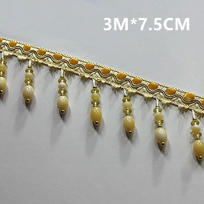 7.5CM*3M Декоративный бордюр для штор с бисером и кристаллами европейский стиль фри имитация нефрита