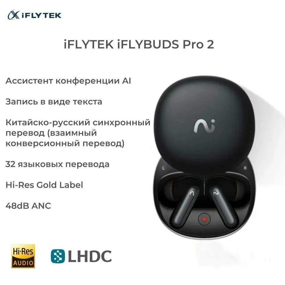 IFLYTEK Наушники беспроводные с микрофоном, Bluetooth, черный