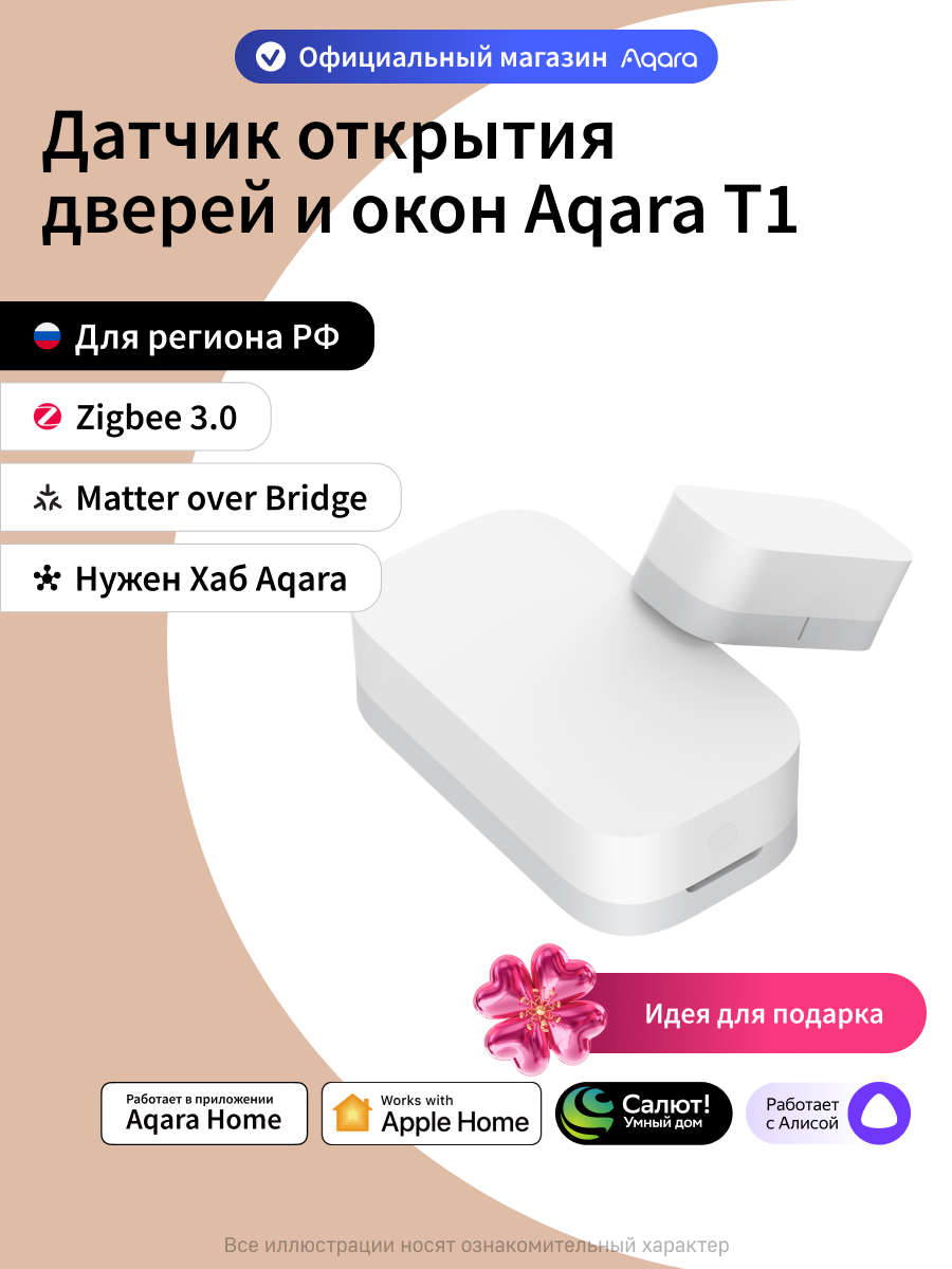 Умный датчик открытия дверей и окон Aqara Т1 DW-S03D, Zigbee 3.0