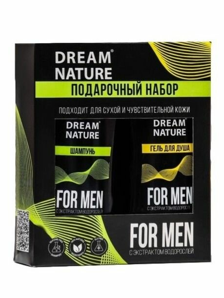 Подарочный набор Dream Nature For men для мужчин шампунь для волос 250мл и гель для душа 250мл