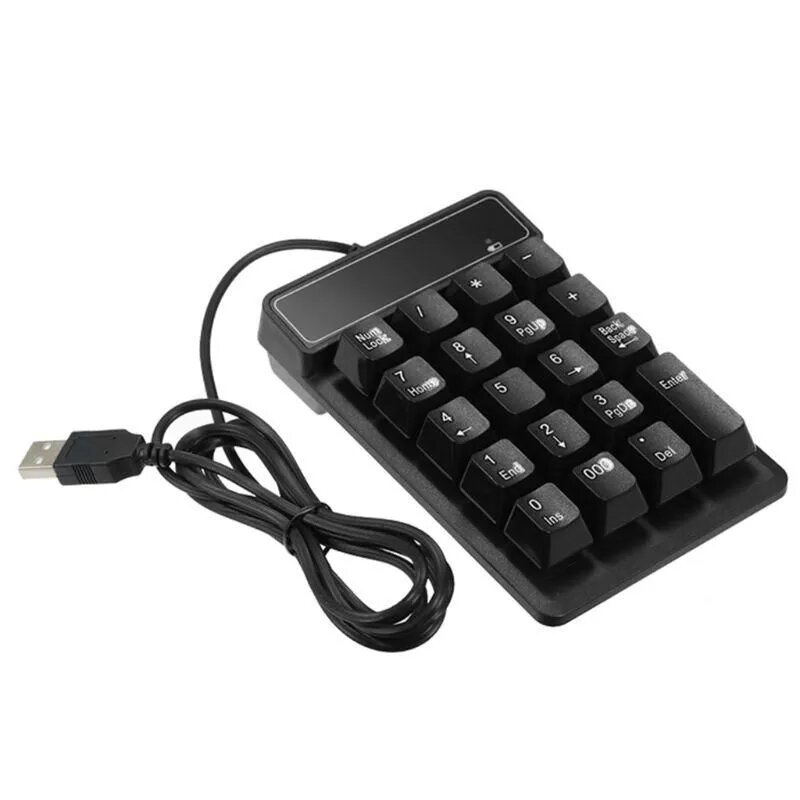 USB цифровая клавиатура с калькулятором, 19 клавиш для ноутбука и ПК, Черный