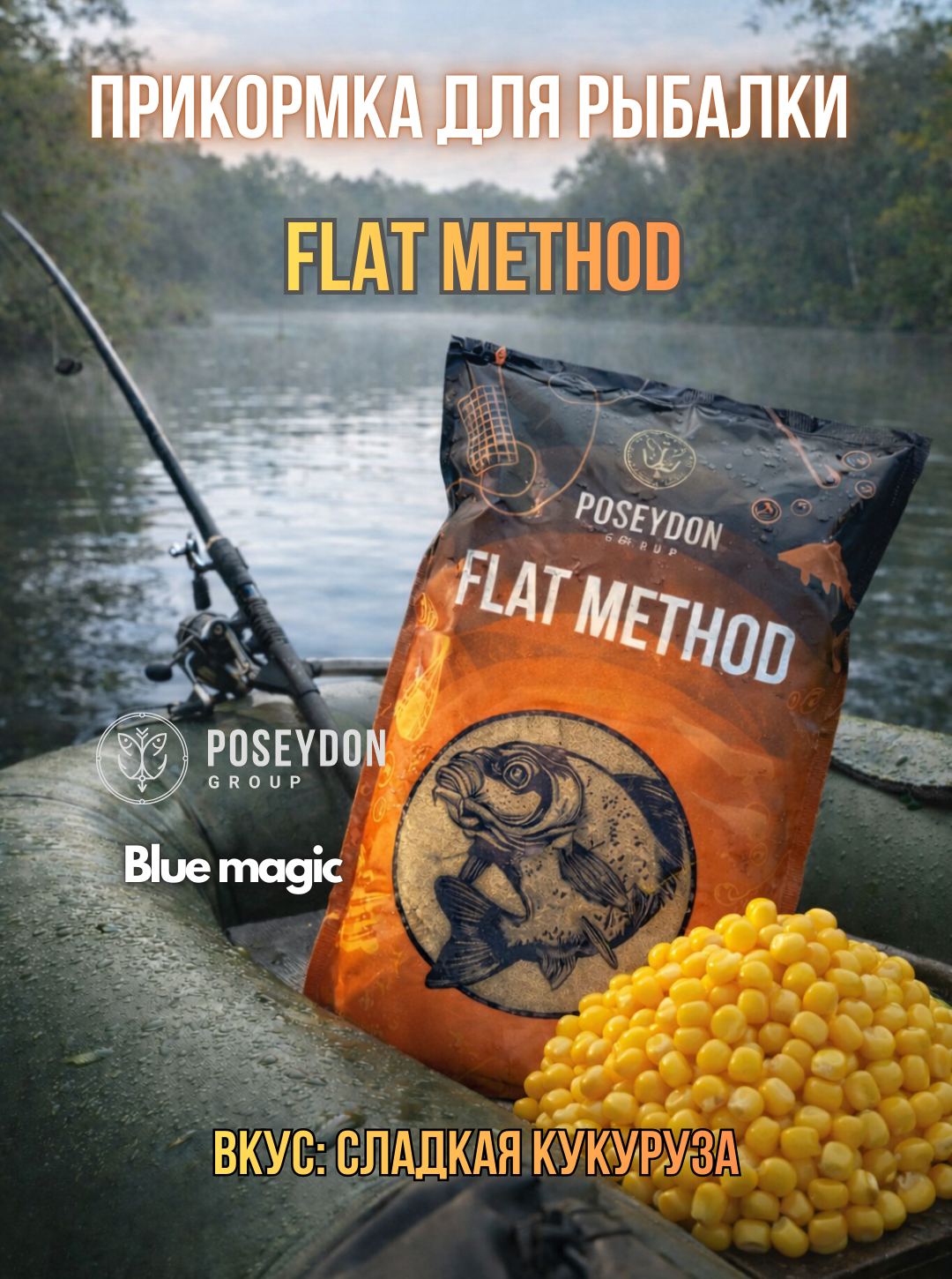 Прикормка для рыбалки Flat Method флэт метод Сладкая Кукуруза 1 кг