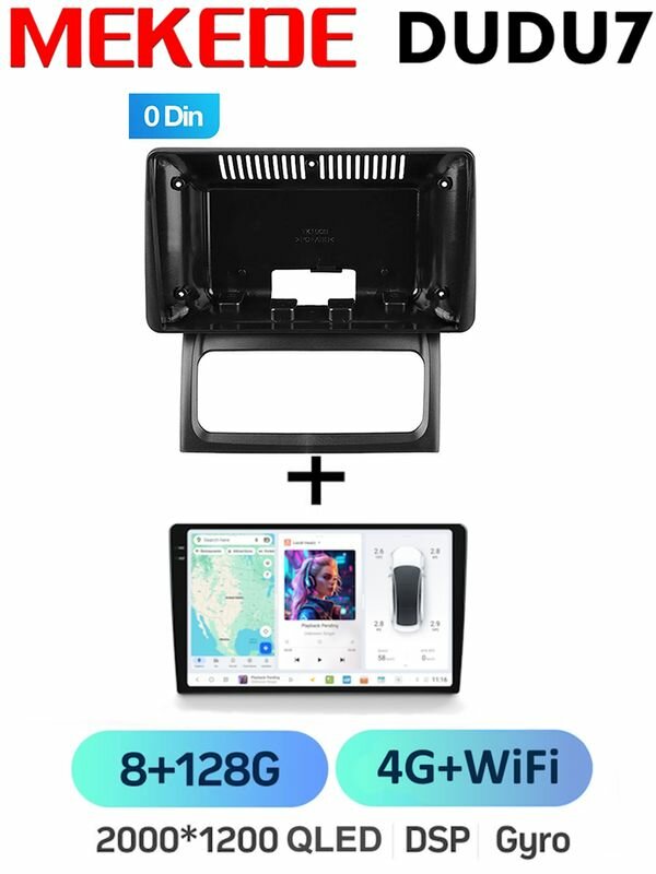 Магнитола 9" Mekede DUDU7 8/128 Gb для Renault Clio 2 BB CB 0 Din 2001-2012 carpay Android