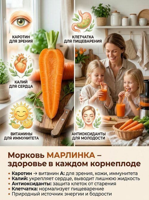 Семена Морковь марлинка Сорт Госреестра РФ 2002! Раннеспелая, сладкая.