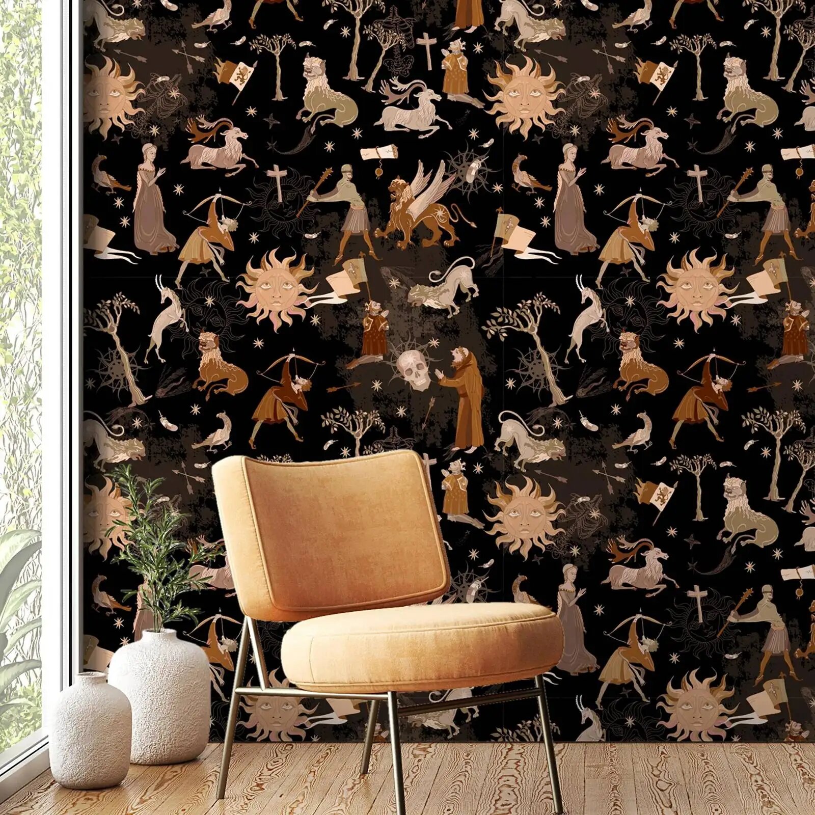 Pixel&Wall Древесноволокнистые обои "Средневековые обои" Self-adhesive, 50cm X300cm