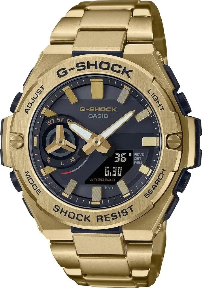 Часы наручные Кварцевые Часы наручные мужские японские Casio G-Shock GST-B500GD-9A электронные часы кварцевые Касио Джи-Шок водонепроницаемые для дайвинга, противоударные, многофункциональные с будильником, с гарантией.