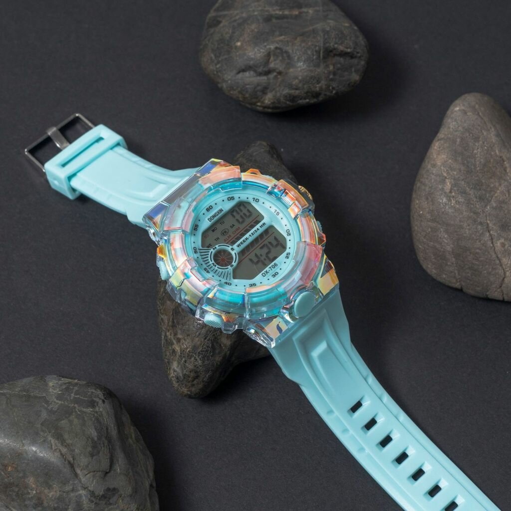 Sportivnye elektroniknye chasy youth sport s nochnym svetom i silikonovym remeshkom dlya detey i podrostkov, siniy