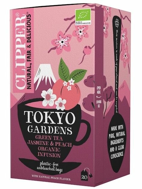 Чай зеленый органический Clipper Tokyo Gardens со вкусом жасмина и персика, 20 пак. (Финляндия)