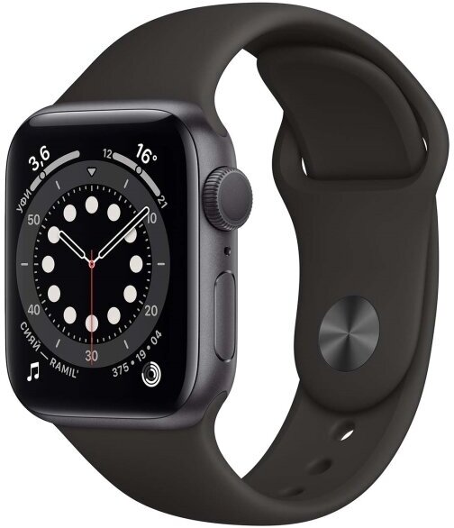 Смарт-часы A pple Watch S6 40mm Space Gray Aluminum Case with Black Sport Band (MG133RU/A)
