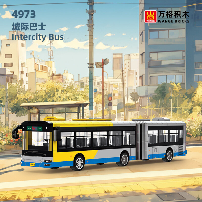Building block city double-decker bus model small particle building blocks assembled educational bus children's toy gift