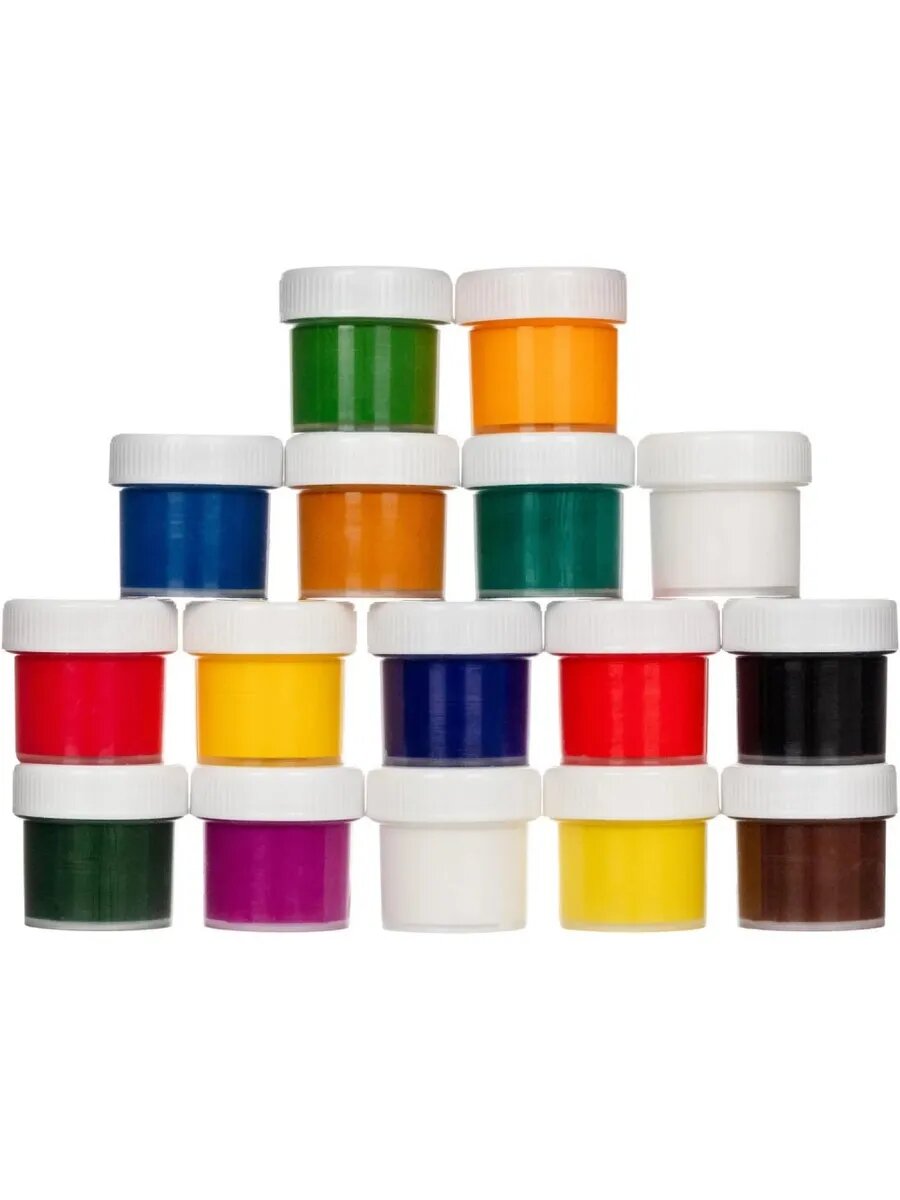 Яркая гуашь для творчества, 16 цветов, 550 г