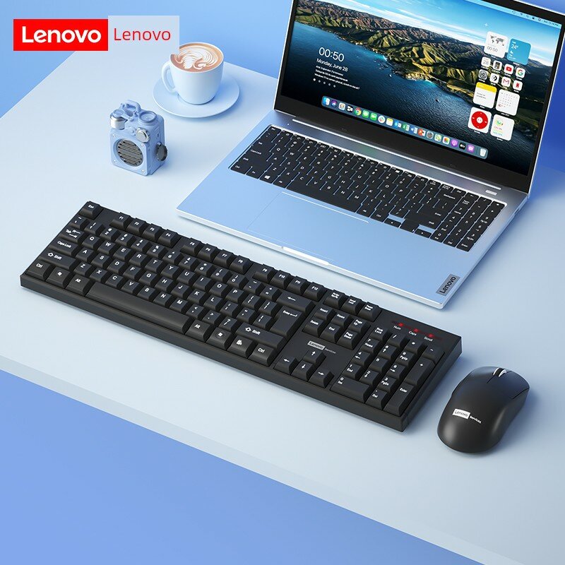 Lenovo беспроводной комплект клавиатура и мышь 2.4 ГГц для ноутбука и ПК, черный, технология беспроводной связи 2.4