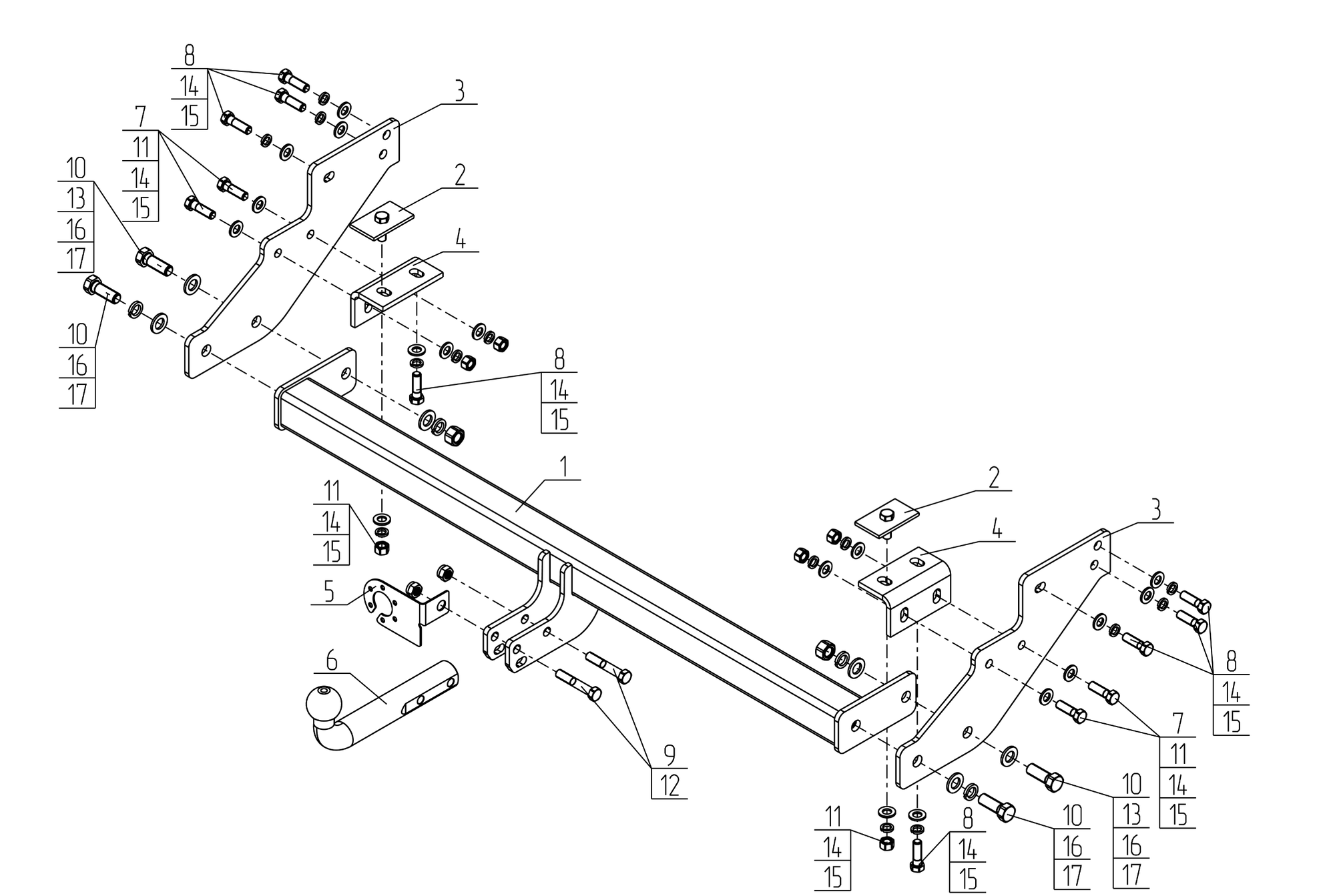 Фаркоп для Mitsubishi L200 2023- Тип шара: A. Нагрузки: 2500/100 кг, MI 31