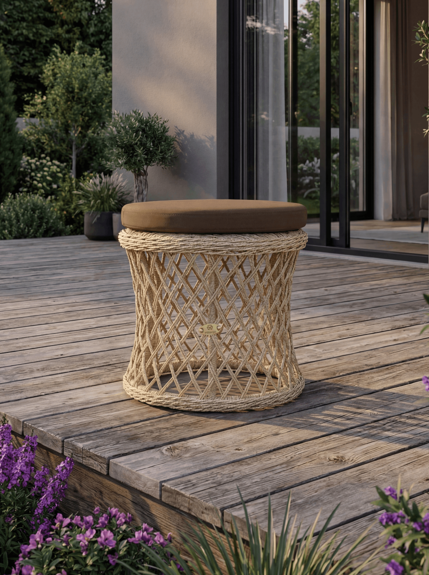 Пуфик из ротанга, Nova, Индийское дерево, для дома, дачи, террасы и кафе, садовая плетёная мебель