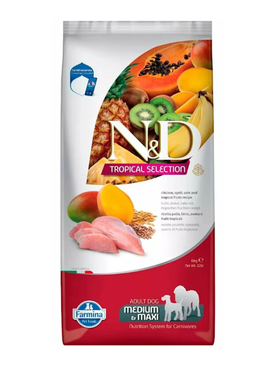 Сухой корм Farmina N&D Tropical Selection (Фармина) для взрослых собак средних и крупных пород с курицей, 10 кг