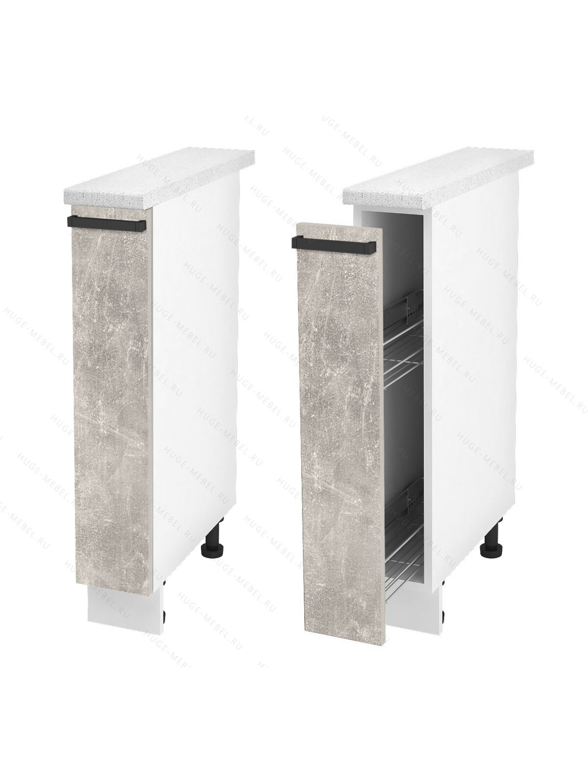 Нижний кухонный шкаф бутылочница 200 Пасаденна (ателье светлое) Huge Mebel. Ширина 200 Высота 820. Модули кухонные нижние Huge Mebel. Ширина 200 Высота 820