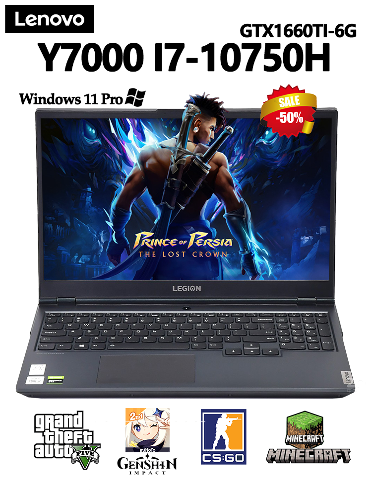 15.6" Игровой ноутбук Lenovo Y7000, I7-10750, RAM16 ГБ, SSD 512 ГБ, GTX1660TI(6 Гб), Windows 11