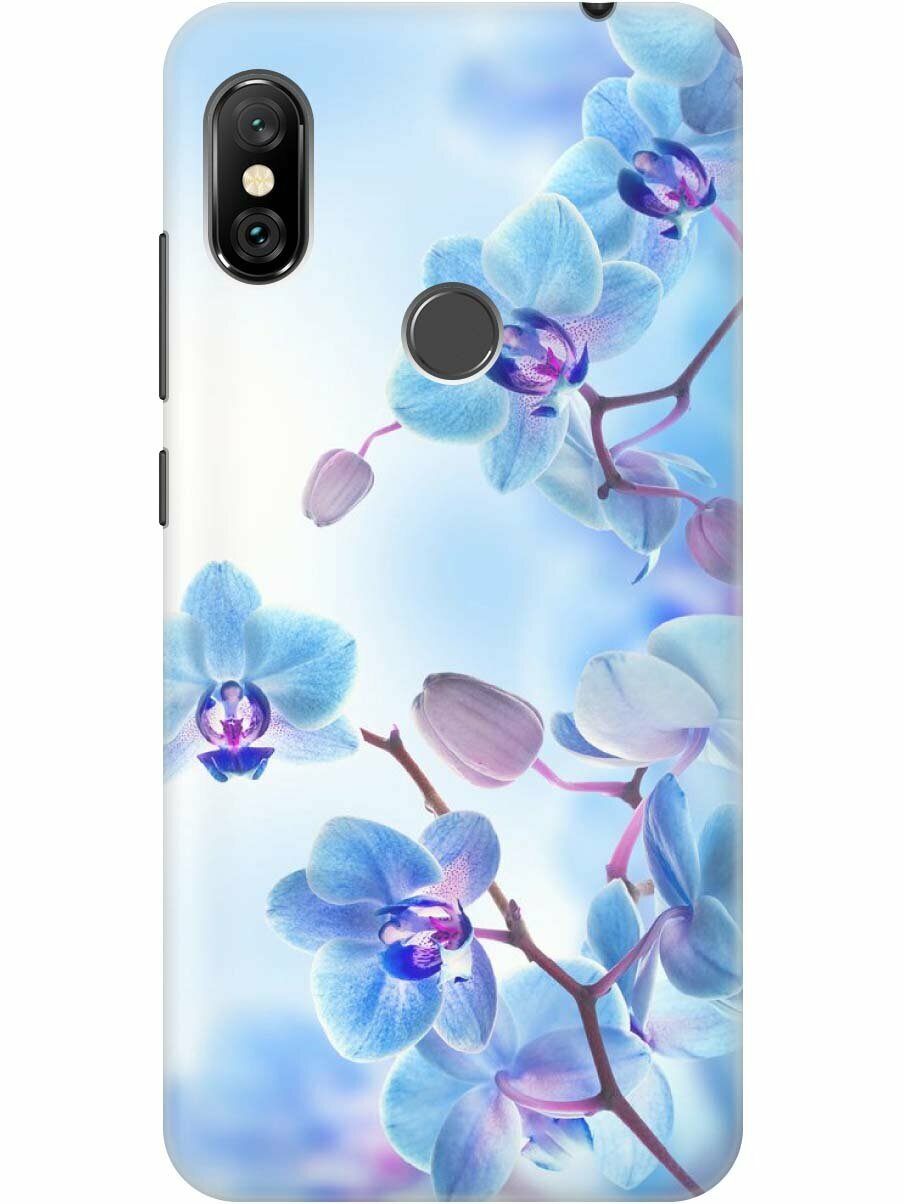 Ультратонкий силиконовый чехол-накладка для Xiaomi Redmi Note 6 Pro с принтом "Голубые орхидеи"