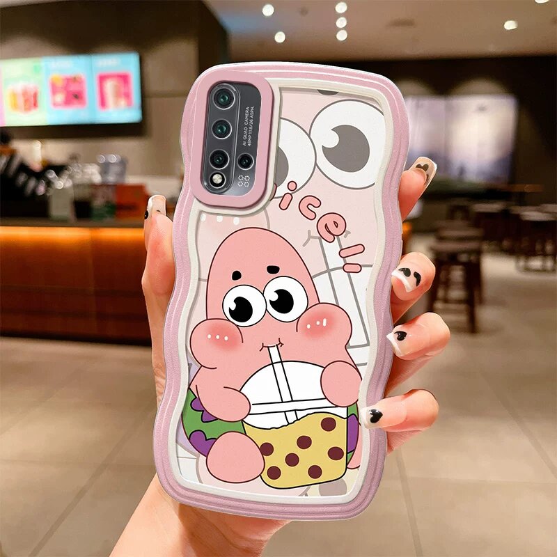 Мягкий силиконовый чехол для Huawei nova 5 с принтом молочного Спанч Боба на розовом цвете